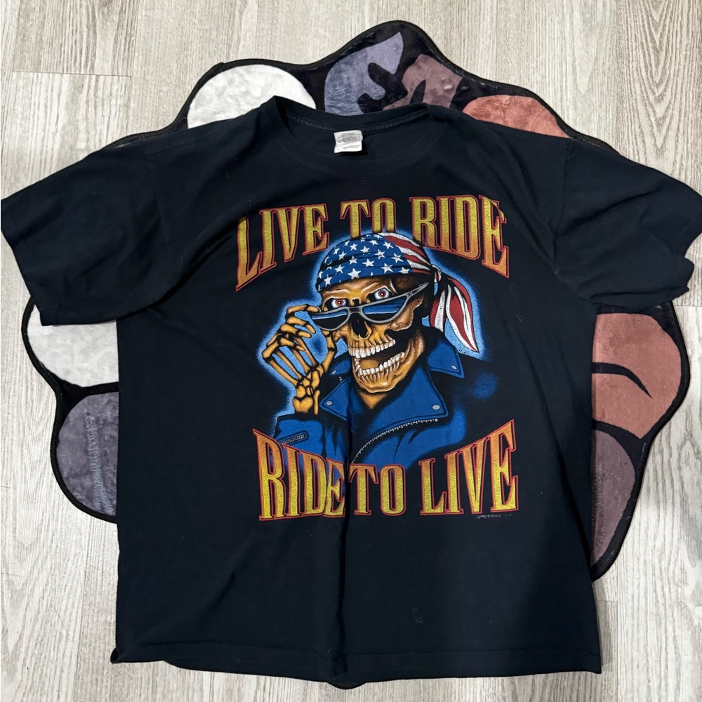 Vintage Live To Ride, Ride To Live Graphic Tee - Gem